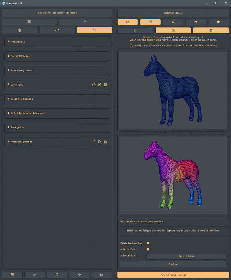Interface - Mesh Match for Maya
